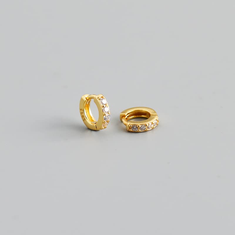 Lansora Cubic Zirconia Pave Cz Hoop Earrings Huggie Tiny Mini Small for Cartilage Sterling Silver Gold Plated 11mm 9mm 8mm 7mm Hoop Earrings