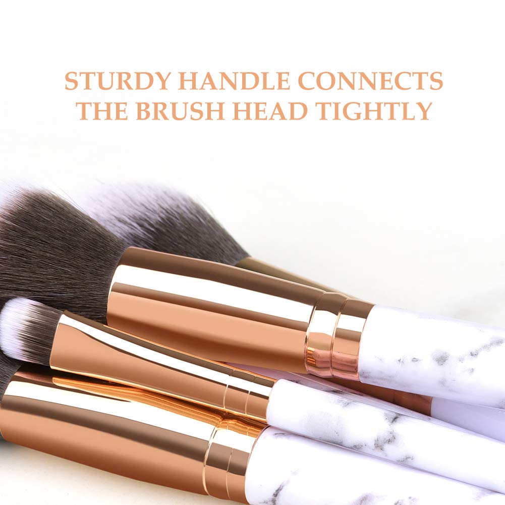 HEYMKGO Makeup Brushes Professional Marble Makeup Brush Set, Soft and Odor-free Natural Synthetic Bristles,10pcs Makeup Brush + 2 Makeup Sponge + Cosmetics Bag