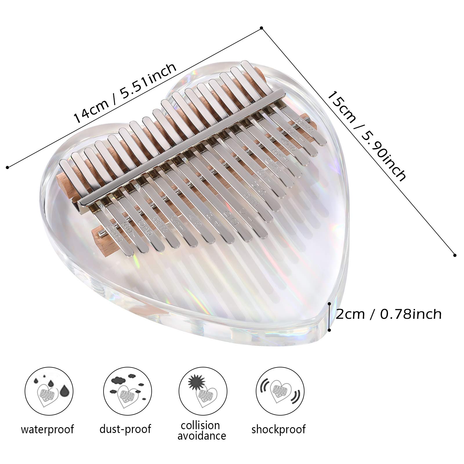 Kalimba Thumb Piano 17 Keys Musical Instruments, Mbira Finger Piano Gifts with Tune Hammer and Study Instruction for Kids and Adults Beginners