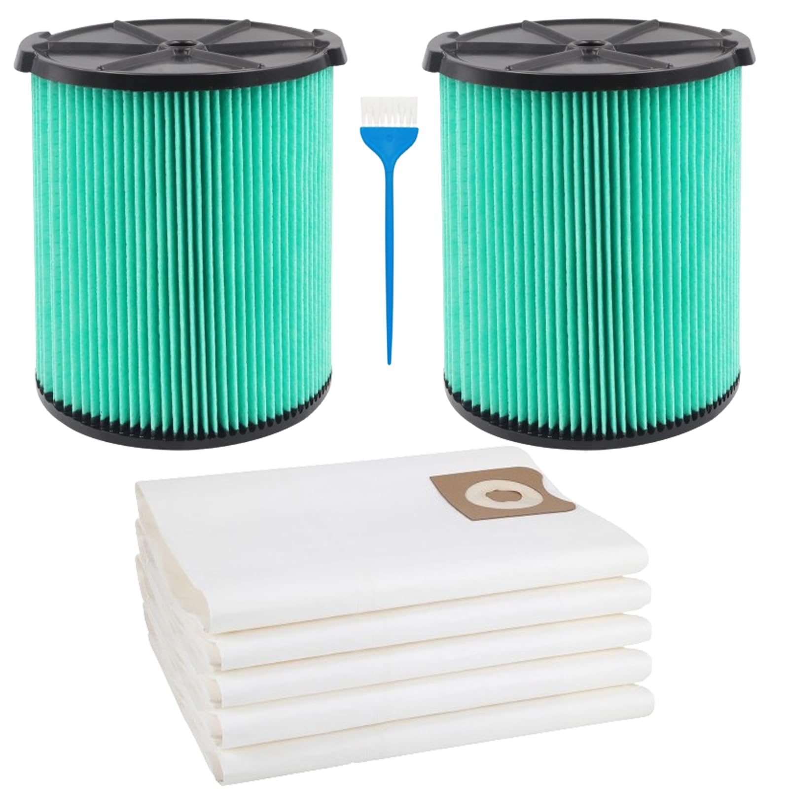 VF6000 Filter Replacement for Rigid Shop Vac Filter 5-20 Gallon, 5-LAYER HEPA Cartridge 97457 + VF3502 Vacuum Bags 23743 2-LAYER High Efficiency for RIDGID 12-16 Gal Wet/Dry Vacuums (2FILTER + 5BAGS)