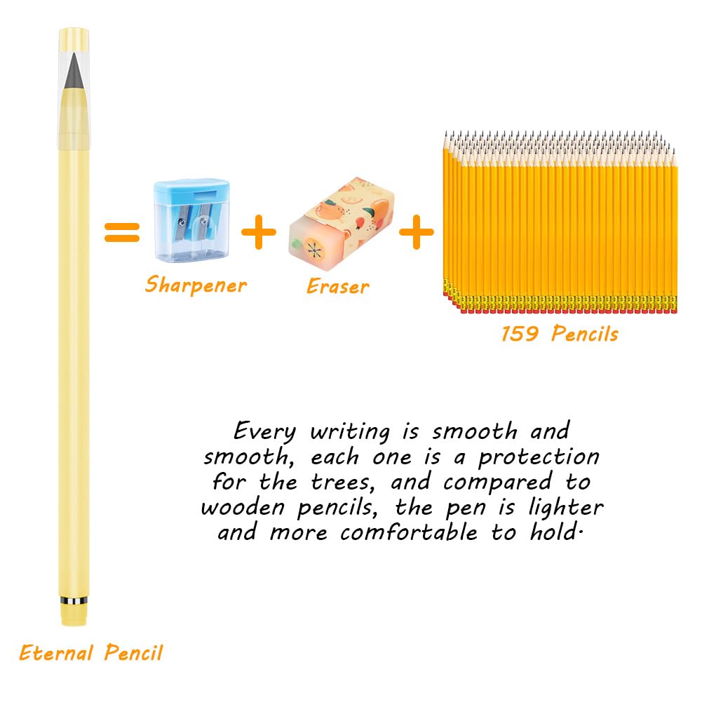 HOTUT Infinity Pencil,7PCS Inkless Pencil Forever Pencil with 7 Replaceable Nibs NO-Sharpening Pencils for Kids for Writing Drawing Students Home Office School Supplies
