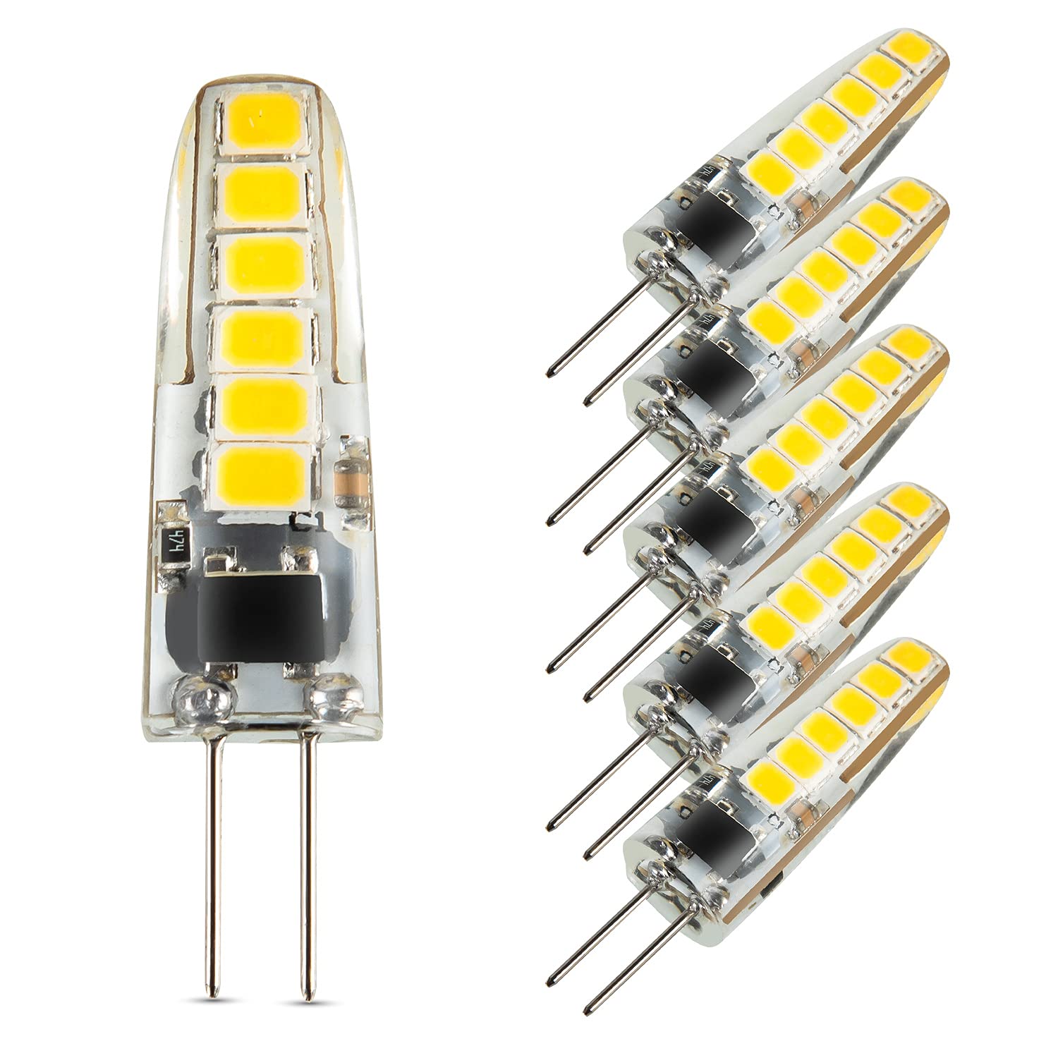 KAIQI G4 LED Bulb Dimmable AC 110-130V G4 Bi-Pin Light Bulb 3W (30W Halogen Bulb Replacement) 6000K Daylight White, 6 Pack
