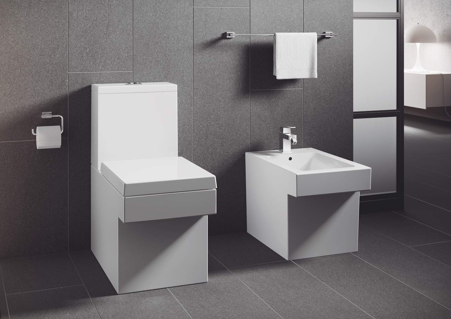 Grohe 40510001 Essentials Cube Metal 7.48-in. Towel-Ring, Starlight Chrome