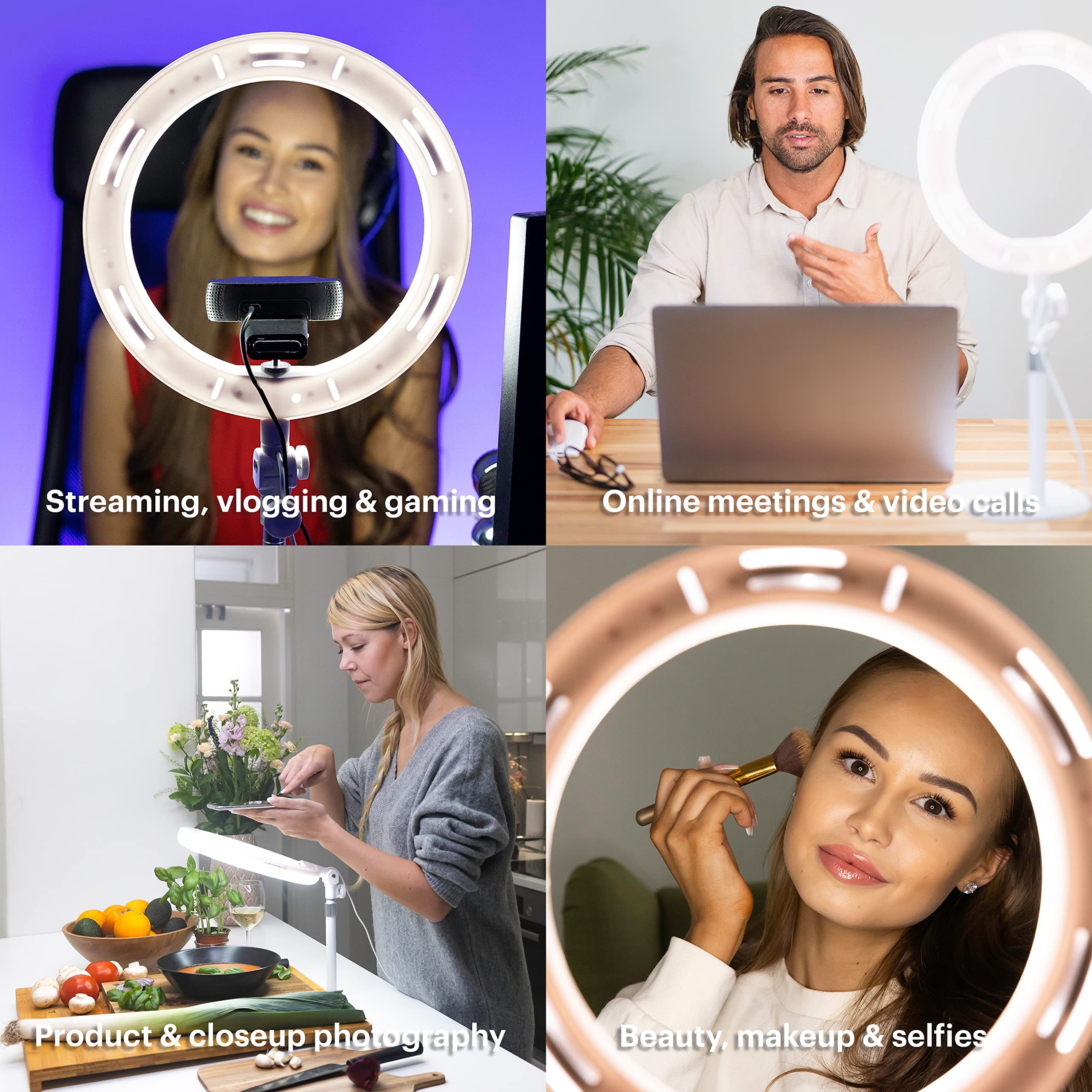 Kodak Desktop Ring Light 10" – Laptop Ring Light for Zoom Meetings with Stand and Phone Holder for Video Conference/Online Meeting/Video Call/Live Streaming/Webcam – Dimmable with 3 Light Modes