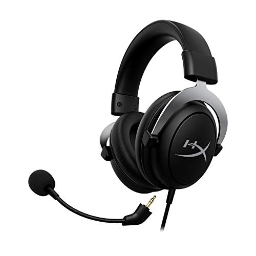 HyperX CloudX – Official Licensed Gaming Headset, Memory Foam Ear Cushions, Detachable Noise-Cancelling Mic, in-line Audio Controls, Silver (Renewed)