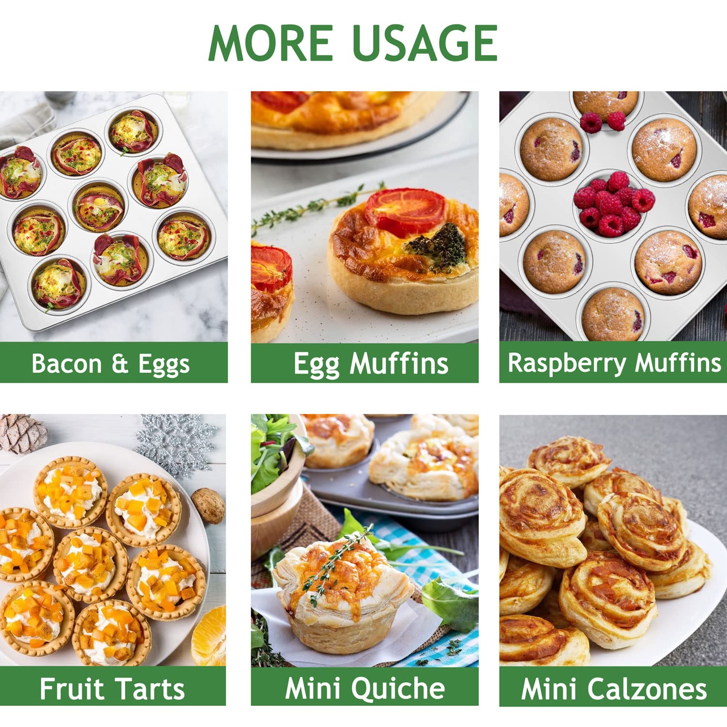 Herogo 2 Pack Stainless Steel Muffin Pan Tin for Baking, 9-Cup Metal Nonstick Cupcake Molds Tray Set for Making Egg Muffin, Mini Brownie, Easy to Clean & Quick Release, Oven & Dishwasher Safe