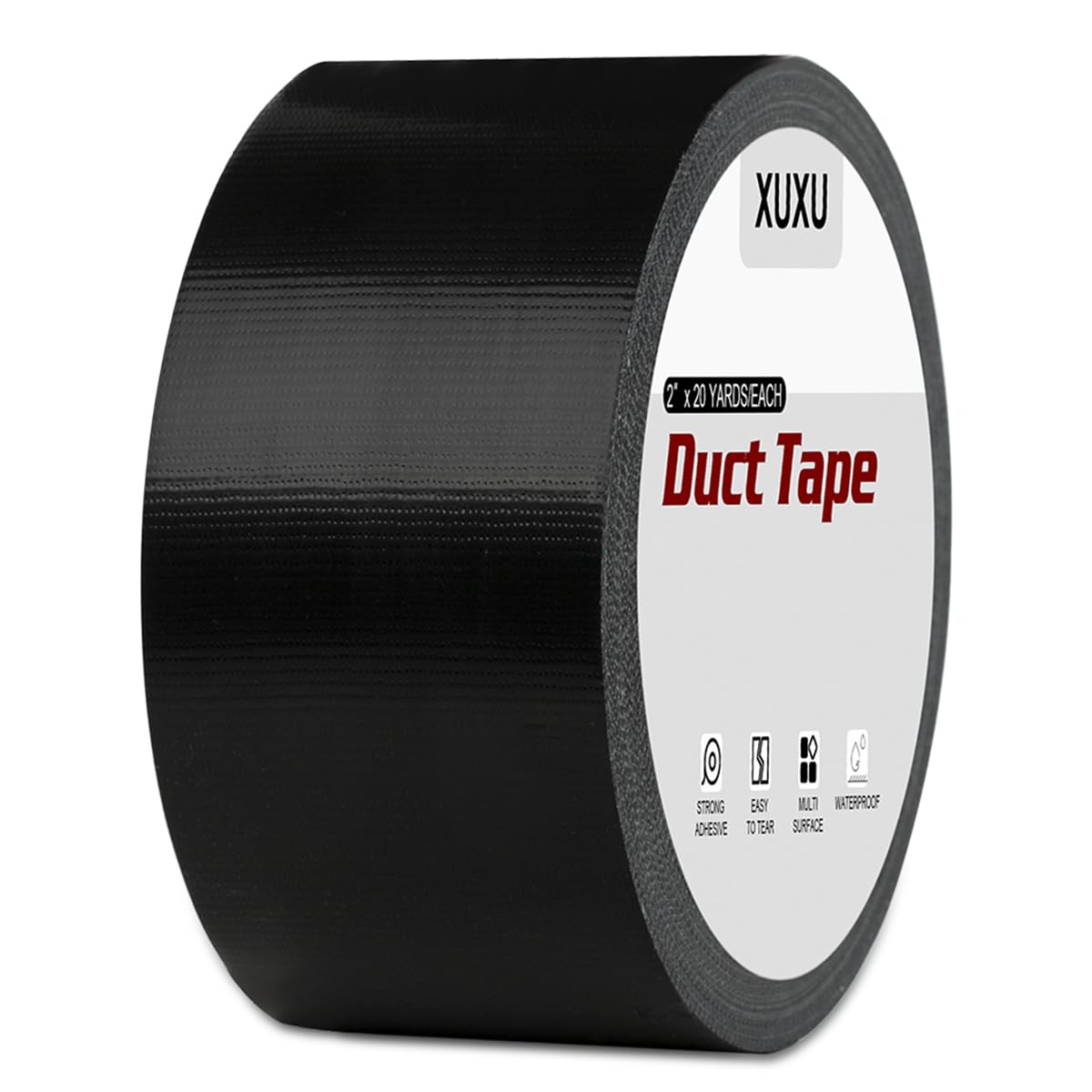 XUXU Duct Tape Heavy Duty Waterproof Black Duct Tape, 30 Yards x 2 Inch Strong Adhesive Duct Tape Bulk for Indoor Outdoor Repairs Tear by Hand