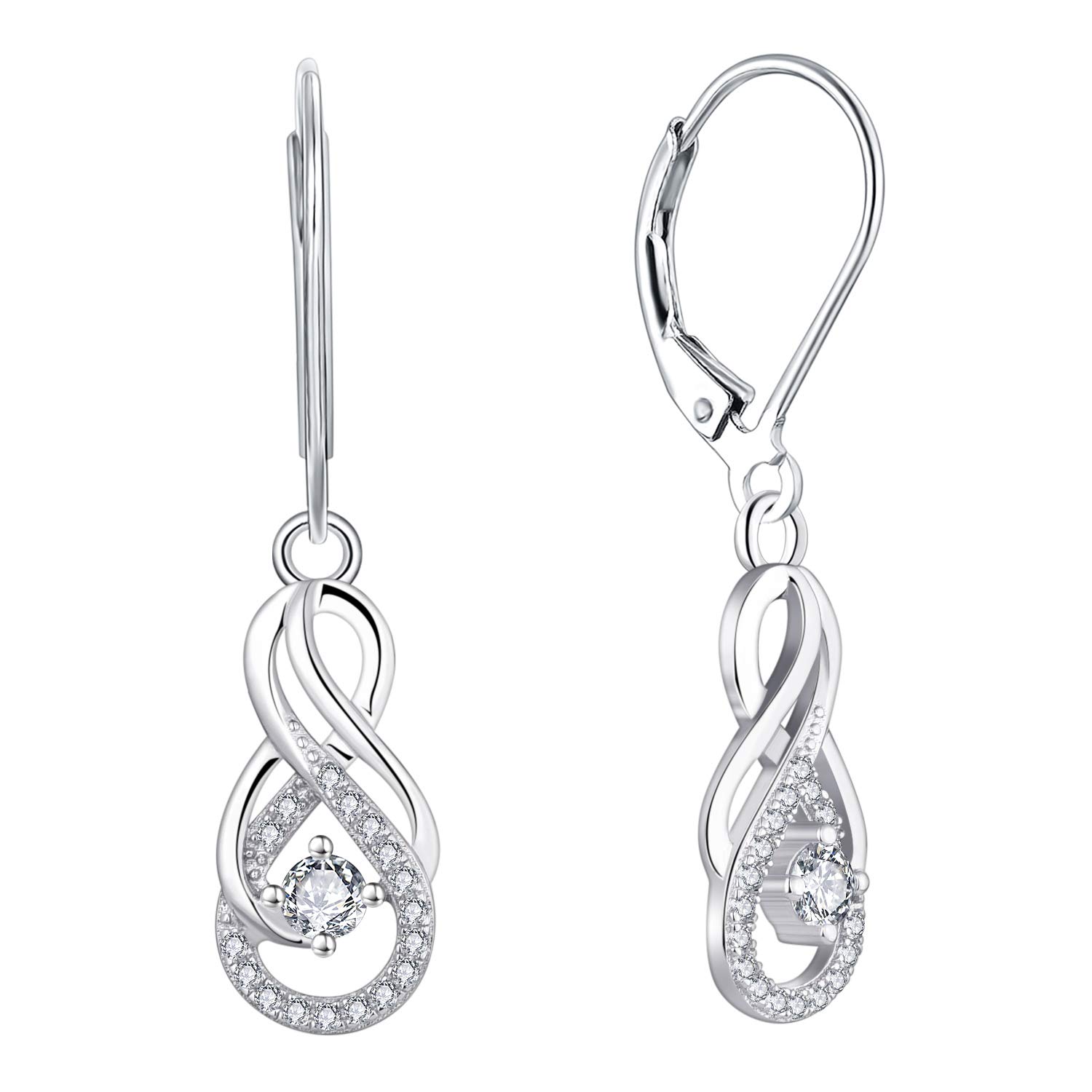 Infinity Sterling Silver Earrings for Women,Infinity Sterling Silver Earrings for Women Birthstone Wedding Leverback Earrings Jewelry