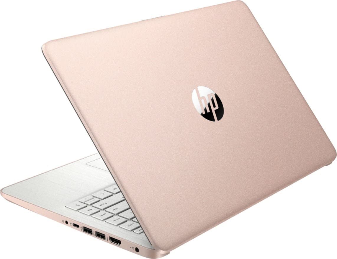 HP 2022 Newest 14 inch HD Laptop Computer, Intel Celeron N4000 up to 2.6 GHz, 4GB DDR4, 64GB eMMC Storage, WiFi, Webcam, HDMI, Bluetooth, 1 Year Microsoft 365,Windows 10 S, Rose Gold +HubxcelCables