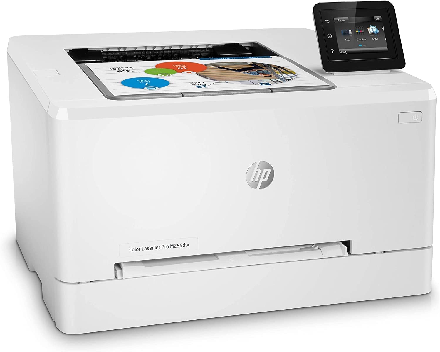 HP Color Laserjet Pro M255dw Wireless Single-Function Laser Printer - Print only - 2.7" Color Touchscreen, 22 ppm, 600 x 600 dpi, 8.5 x 14, Auto 2-Sided Printing, Ethernet, USB, Cbmou Printer_Cable