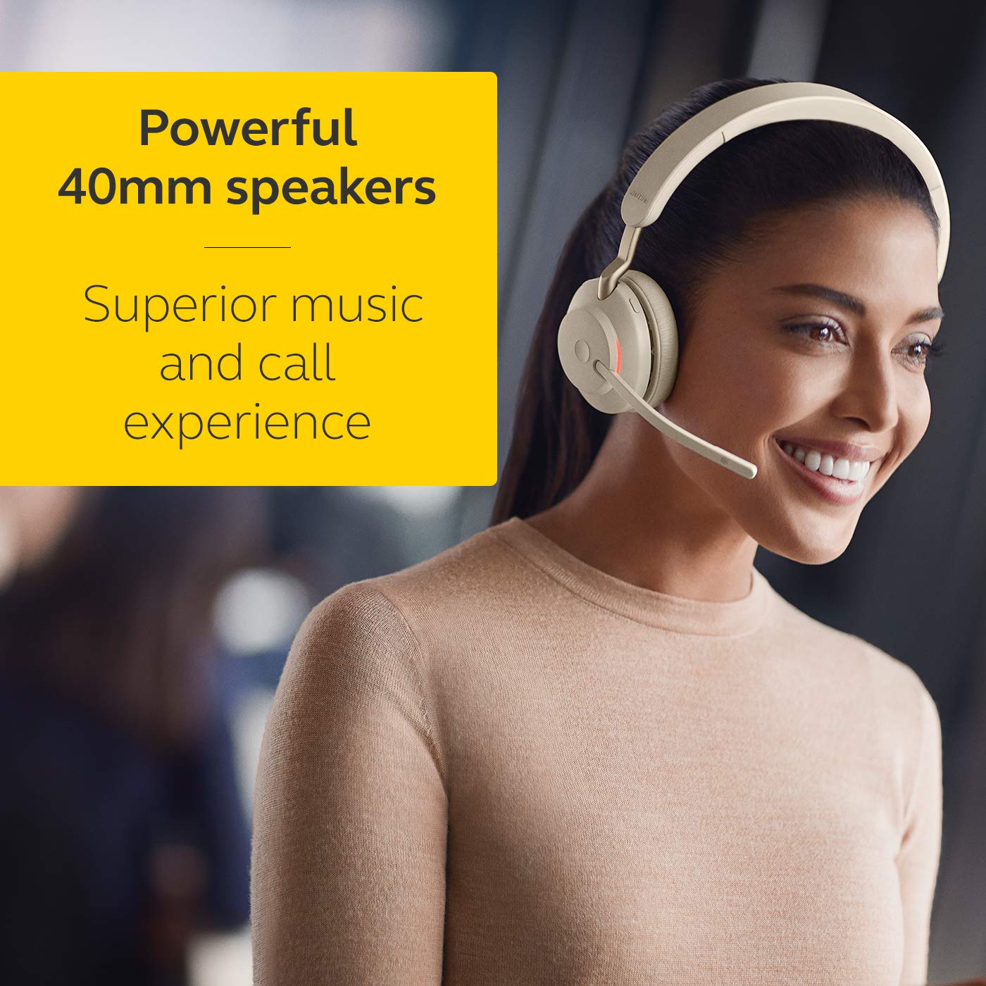 Jabra Evolve2 65 USB-C MS Stereo with Charging Stand - Beige Wireless Headset/Music Headphones