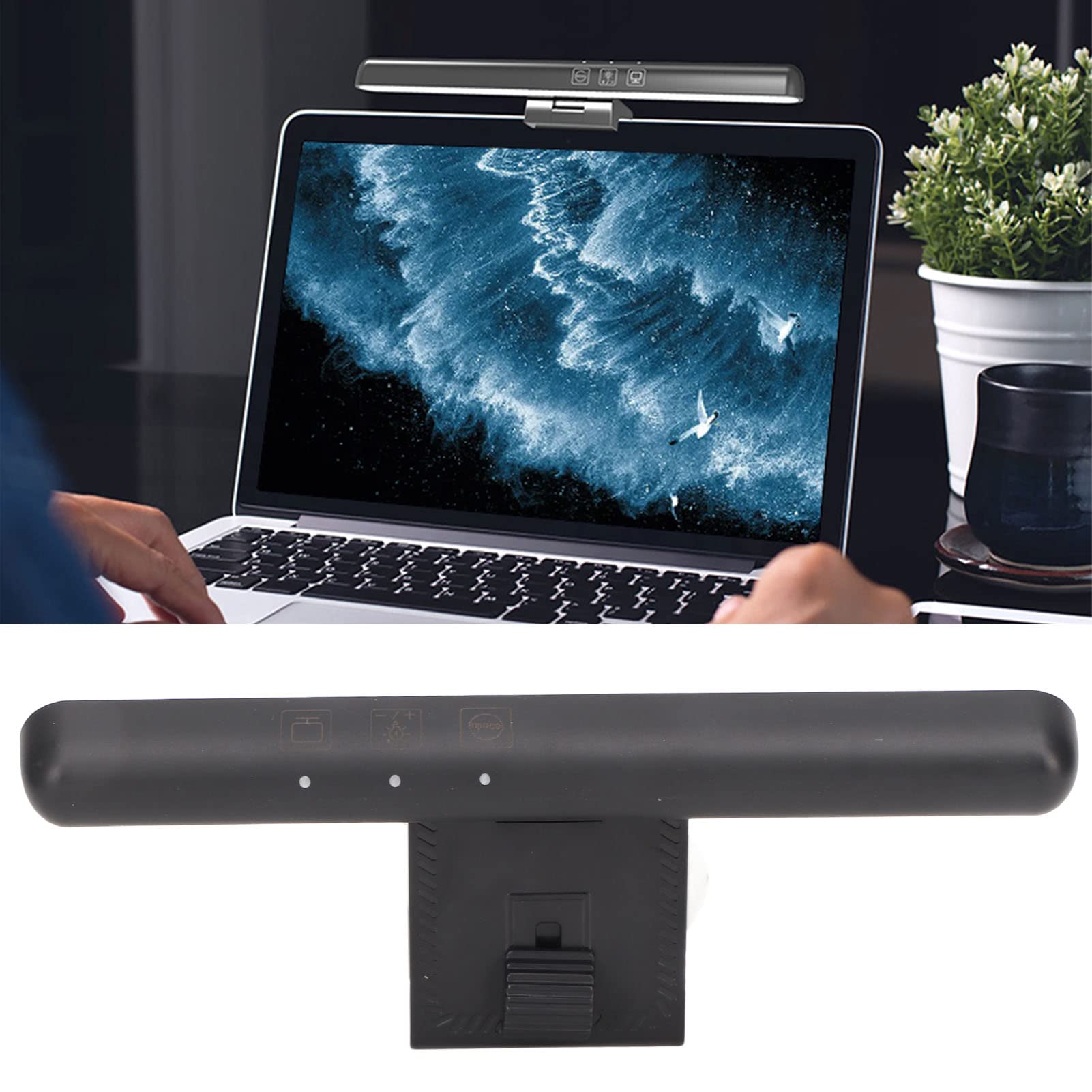 Rosvola Computer Monitor Lamp, Dimmable Touch Control Eye Protection 3 Adjustable Color Temperature PC Monitor LED Bar for Student Business People