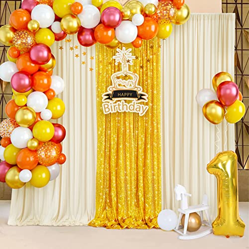 Wrinkle Free 20ft × 10ft Champagne Backdrop Curtain for Party Wedding 4 Panels 5ft×10ft Silky Polyester Champagne Drapes for Backdrop Decor Birthday Baby Shower Photography Photo Background