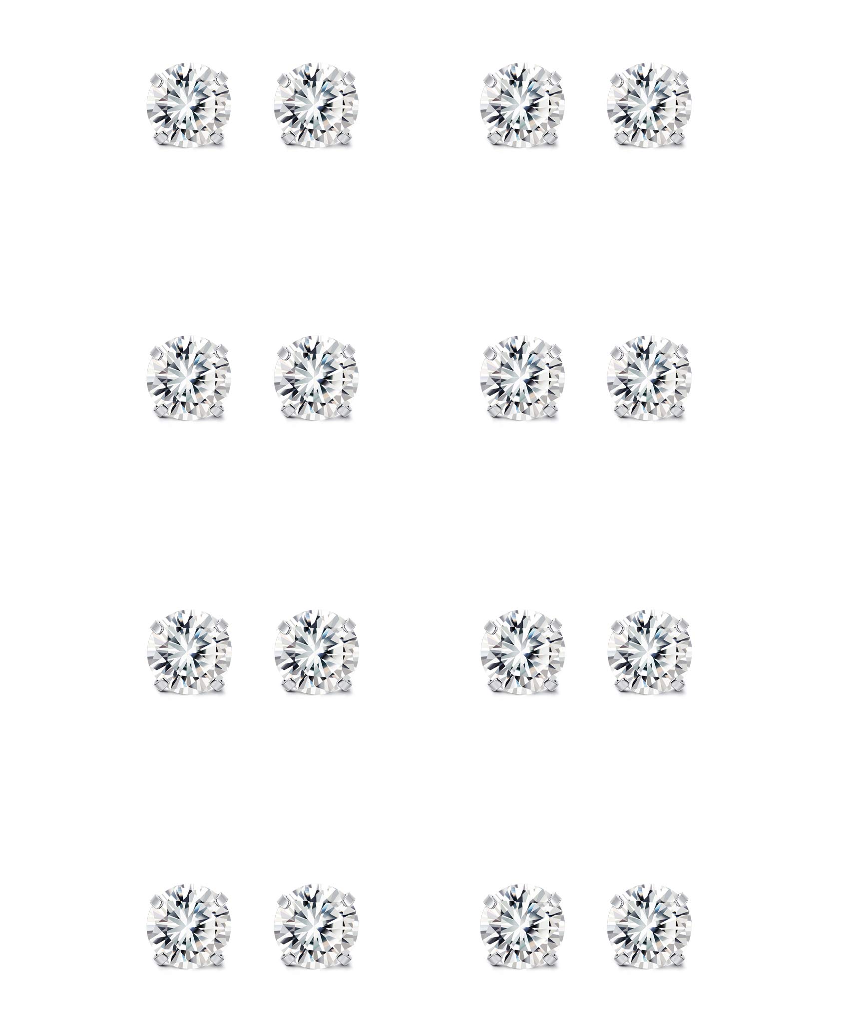 JOERICA 8 Pairs Tiny Cartilage Stud Earrings Stainless Steel Cubic Zirconia Earrings for Women Men 18G Screw Flat Back Earrings Set with 2MM CZ