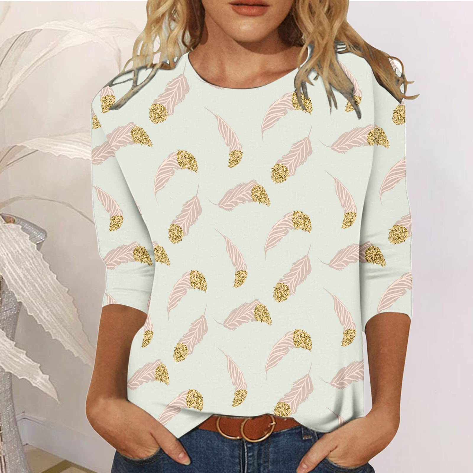 Long Sleeve Shirts for Women Valentine's Day for Womens Tops Love Printed Three Quarter Sleeve Round Neck Top Tee Shirt,Browsing History in Amazon by Me