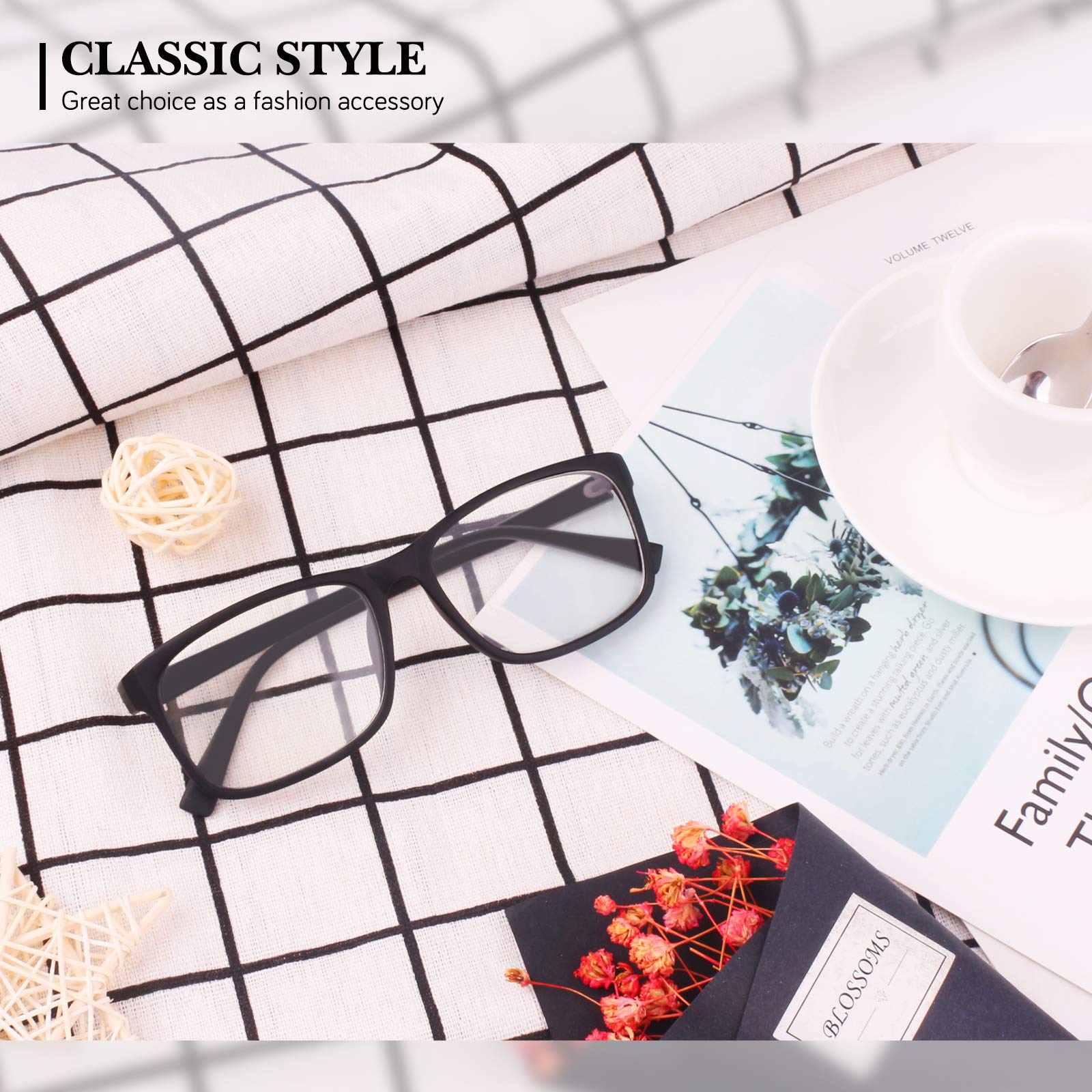 GQUEEN Fake Clear Glasses Non Prescription Glasses Eyeglasses Rectangular Frame Matte Black, 201512