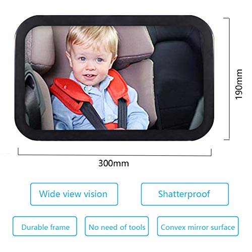 IDEALHOUSE Baby Car Mirror, 360 Degree Adjustable Safety Car Seat Mirror for Rear Facing Infant with Wide Crystal Clear View, Shatterproof, Fully Assembled, Crash Tested and Certified