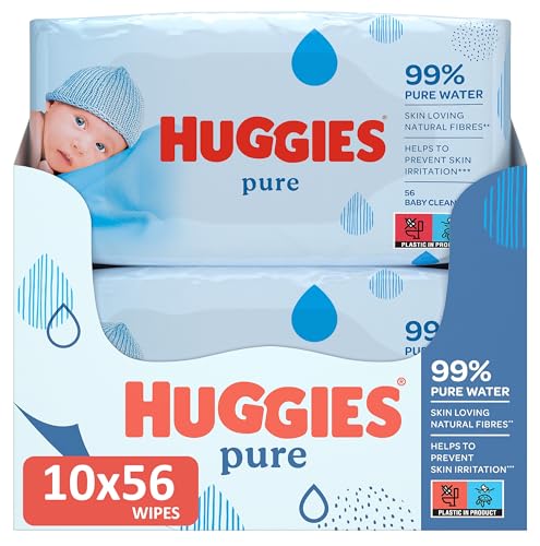 Huggies Pure Baby Wipes - 10 x Packs of 56 (560 Wipes)