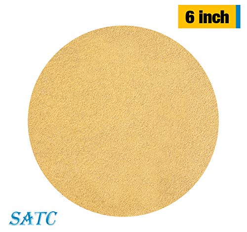 S SATC 100 PCS PSA Sanding Discs 6 Inch Adhesive Backed Sandpaper 80 Grit Sander Attachment for Drill Self Stick Aluminum Oxide Round Automotive Sandpaper with Sticky Back