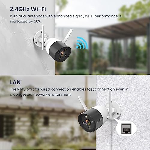 Tenda CT6 2K WiFi Cameras for Home Security Outside - Full-Color Night Vision with 2 Spotlights, Dual Antennas, AI Motion Detection, 2-Way Audio, IP66, H.265, Plug-in Outdoor Security Cameras