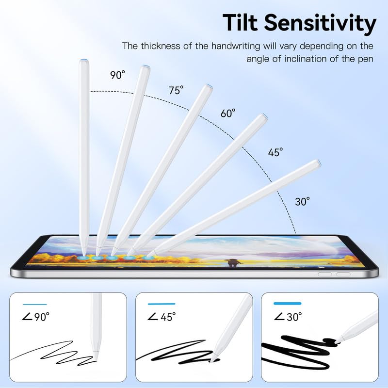 Hastraith Wireless Charging Stylus Pen for iPad, Smart iPad Pencil 2nd Generation with Palm Rejection Tilt Function for Apple iPad Pro 12.9 Inch 3/4/5/6, Pro 11 Inch 1/2/3/4, Air 4/5, Mini 6th Gen