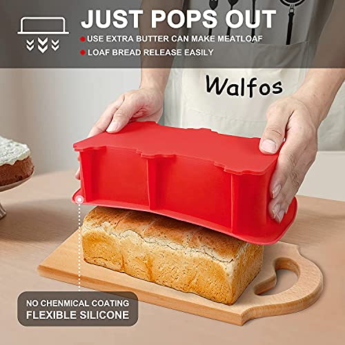 Walfos Silicone Loaf Pan - Non-Stick Silicone Bread Pan, Just PoP Out! Perfect for Bread, Cake, Brownies, Meatloaf, BPA Free & Dishwasher Safe