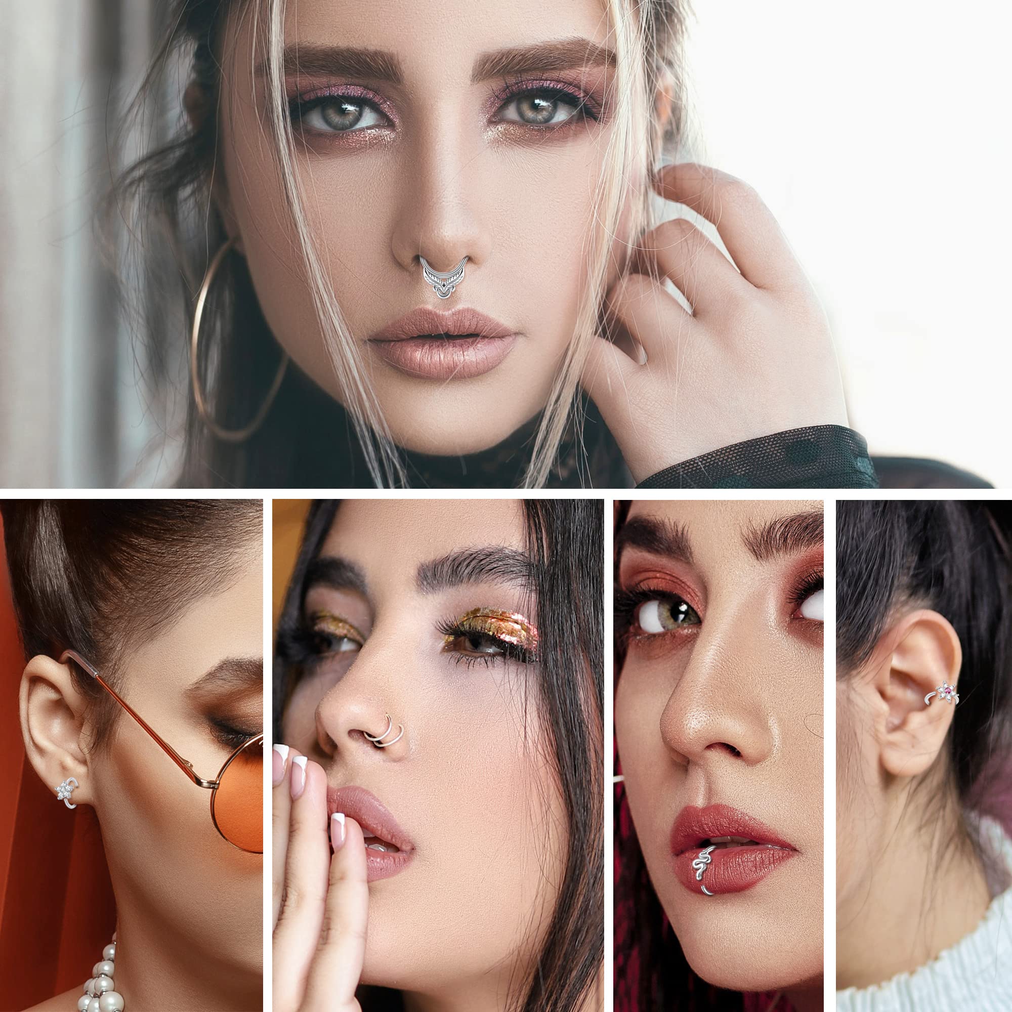 MJust 20G Nose Rings Stainless Steel Nose Rings Hoops Nose Studs Bone L Shaped Screw Nose Rings Studs Nose Nostril Piercing Jewelry Silver