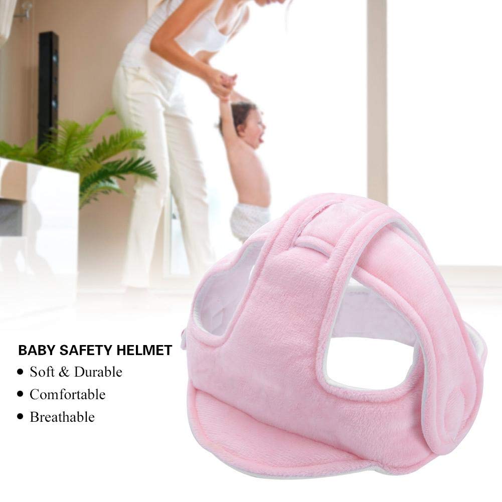 Infant Head Protection Cushion Bonnet Hat Baby Toddler Safety Helmet Adjustable Safety Protective Headguard Harnesses Hat for Biking Walking Crawling(Pink)