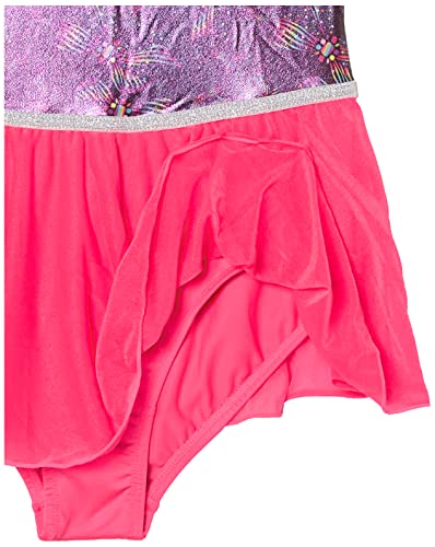 Jacques Moret Girls' Gymnastics Tank Skirted Leotard, Glossy Bows Multi Print, X-Small