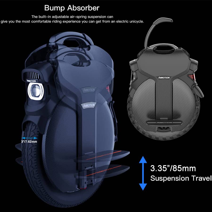 InMotion V11 Electric Unicycle 31 mph 75 Miles Mileage with Built-in Adjustable Suspension Safe and Comfortable Cruising EUC (US Plug), black, 21.18*18.1*5.82 inch