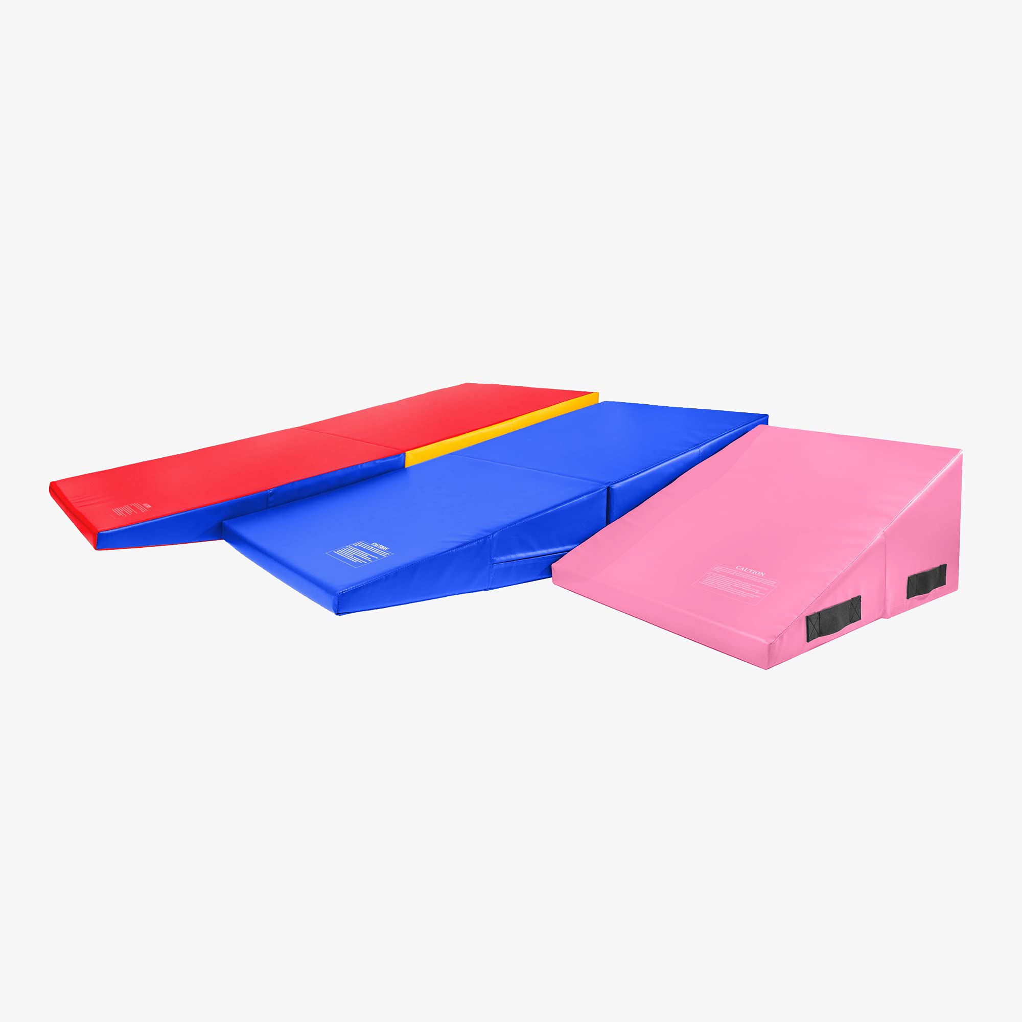 IncStores Gymnastics Wedge Mat | Foldable Vinyl-Covered Foam Gymnastics Cheese Mat for Learning Rolls, Handsprings and Many Other Acrobatic Stunts | Rainbow, 14" x 24" x 33"