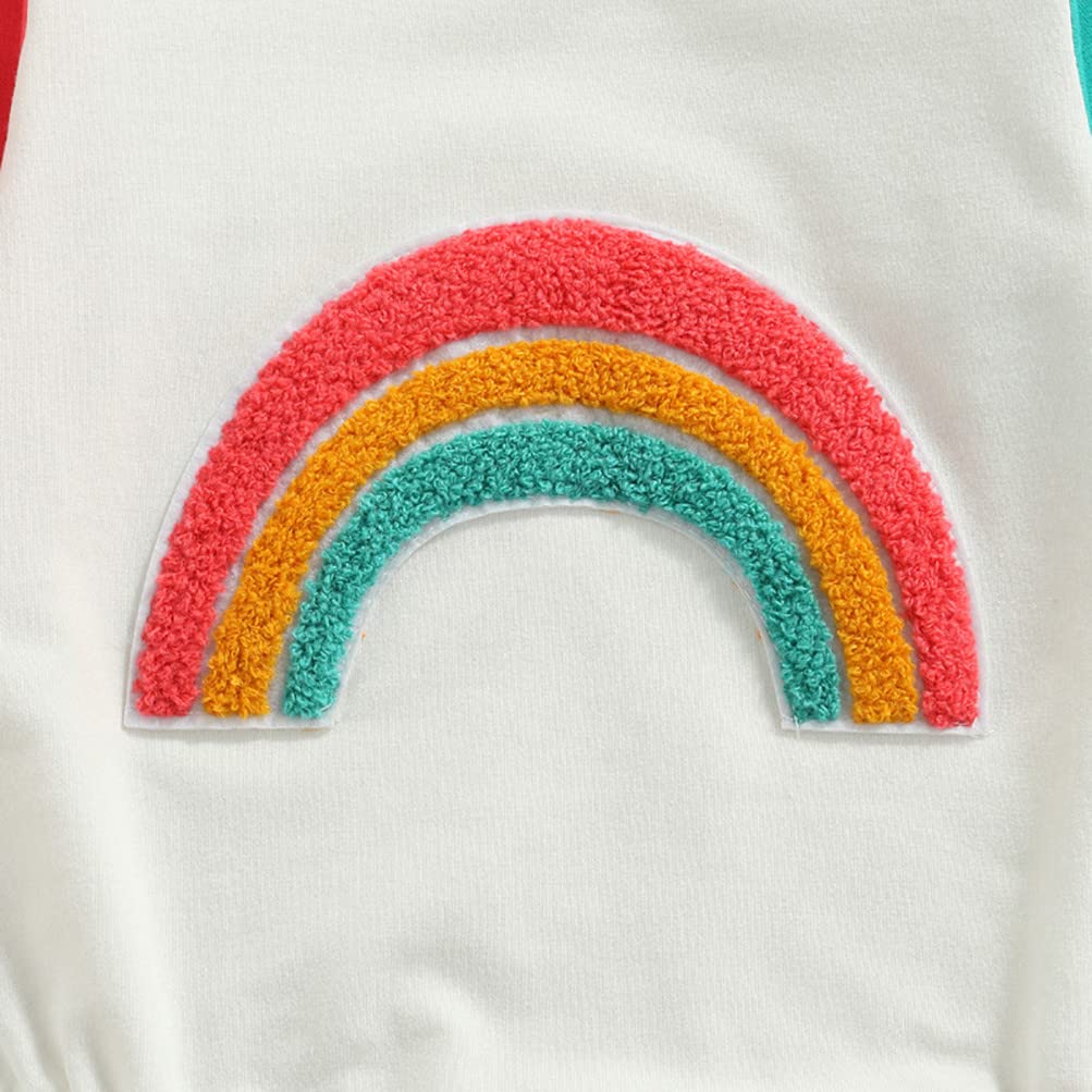 RUKOSU Baby Girl Boy Crewneck Sweatshirts Oversized Long Sleeve Romper Pullover Top Fall Winter Clothes Rainbow 12-18 Months