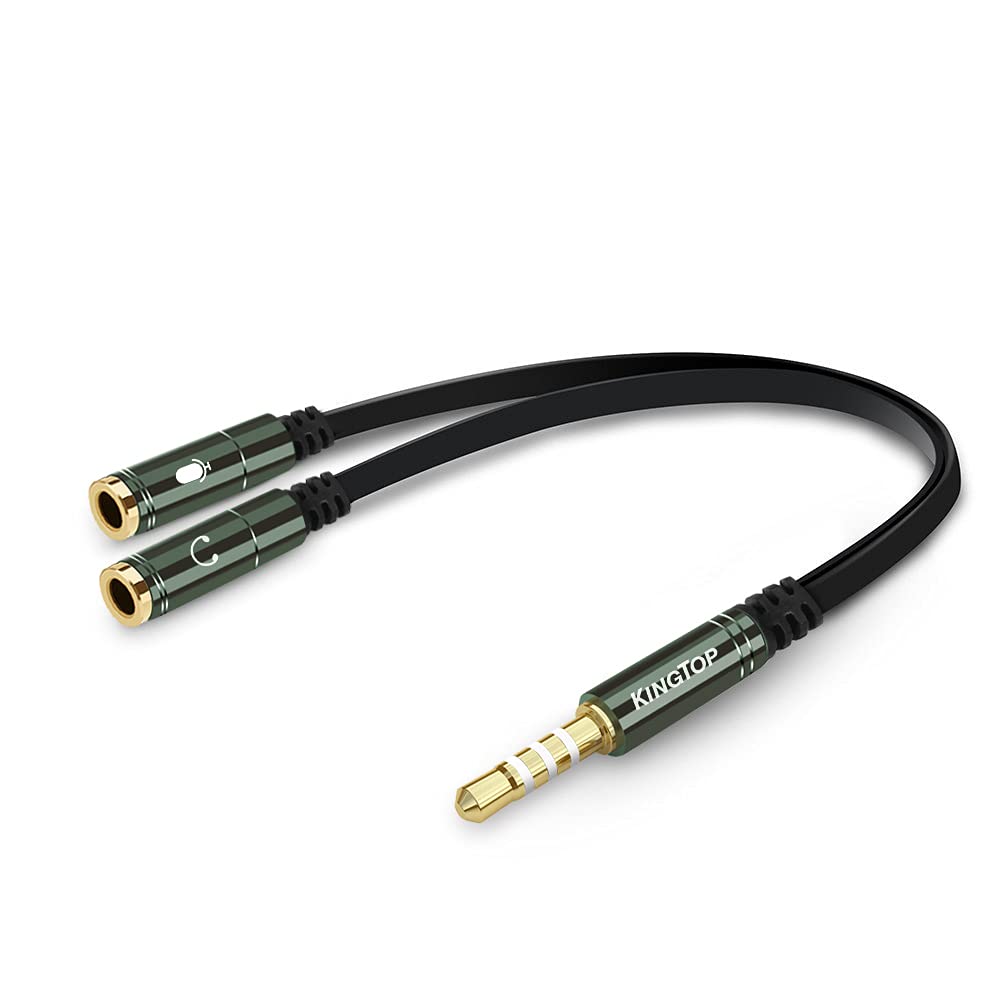 KINGTOP 3.5mm Combo Audio Adapter Cable Compatible for PS4,PS5,Xbox One S,Switch,Tablet,Mobile Phone,PC Gaming Headsets and New Version Laptop(Green)