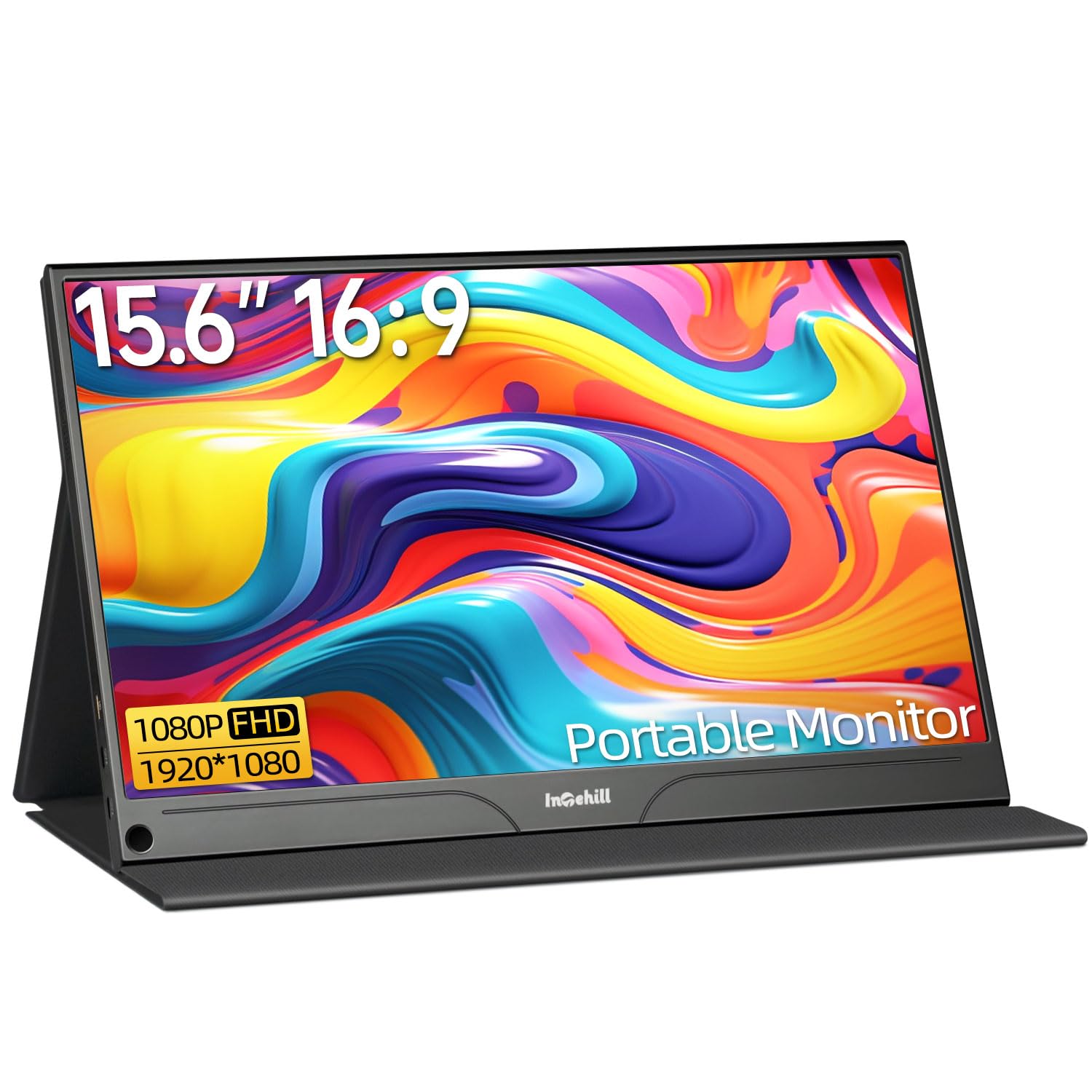 Intehill Portable Monitor for Laptop and Mini PC,15.6-inch 1080P Matt A+ Screen with USB Type-C and HDMI, Travel Monitor for Digital Nomads, Budget Gaming Monitor for Gaming (FHD 1080P)