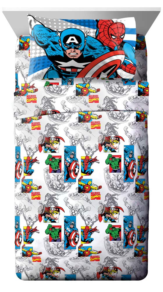 Jay Franco Avengers Comics Good Guys 5 Piece Full Bed Set (Offical Marvel Product)