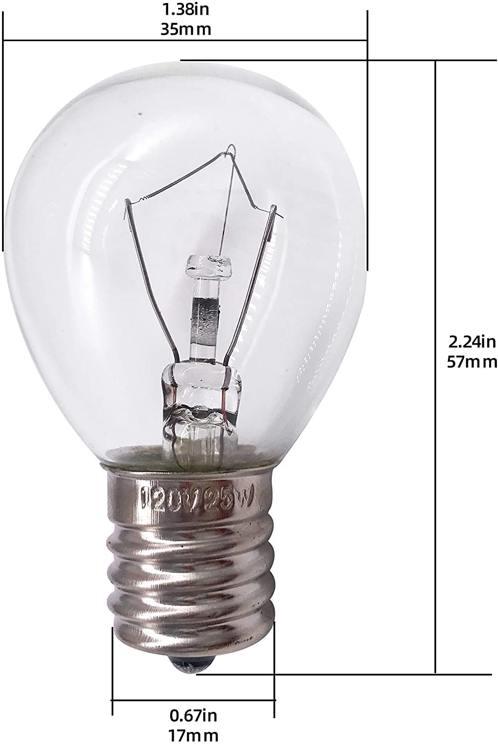 Lava Lamp Bulb 25 Watt, The Lava Original Replacement Bulb for 14.5-Inch/20-Ounce Lava Lamp, E17 Base 120 Volt Lava Lamp Replacement Bulbs, S11 Bulb - Dimmable - High Temp Resist - Warm White (6)