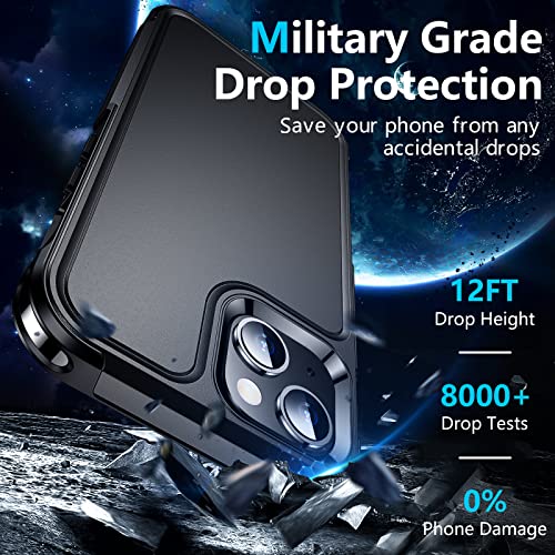 Temdan for iPhone 13 Mini Case [Military Grade Drop Protection] [Tempered Glass Screen Protector] Non-Slip Heavy Duty Full-Body Shockproof Phone Case-Black