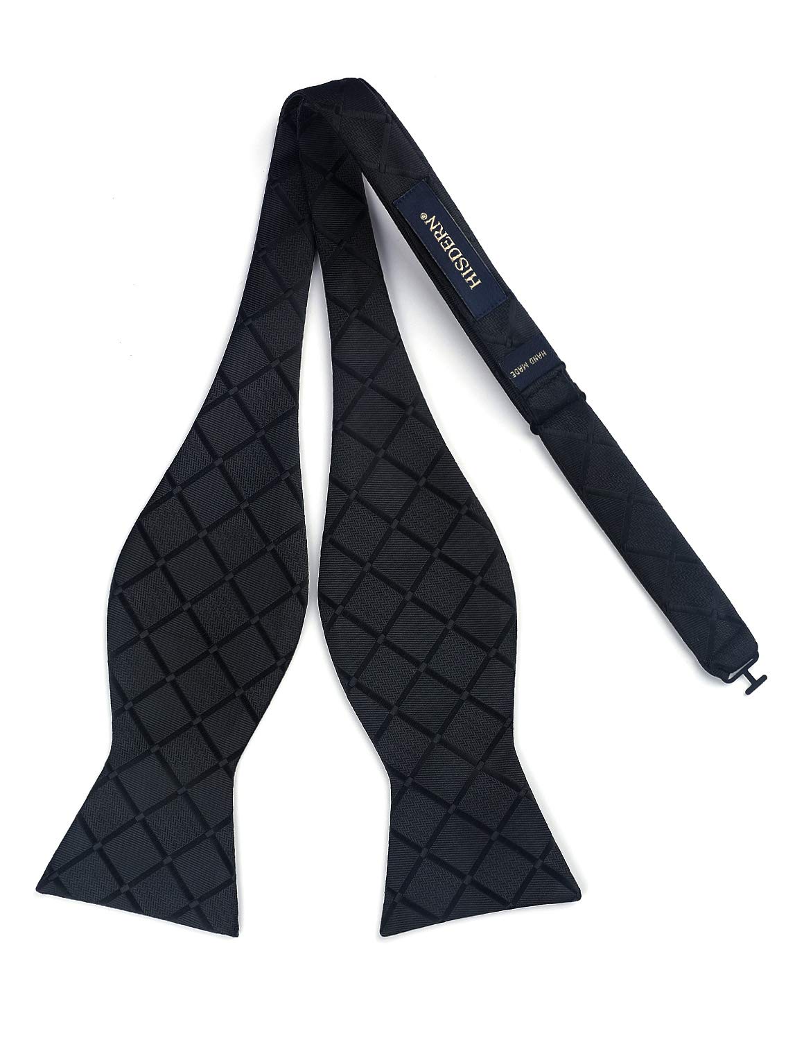 HISDERN Bow Ties for Men Self Tie Black and White Striped Bow Tie with Pocket Square Set Mens Classic Double Sided Woven Tuxedo Bowties for Wedding Party
