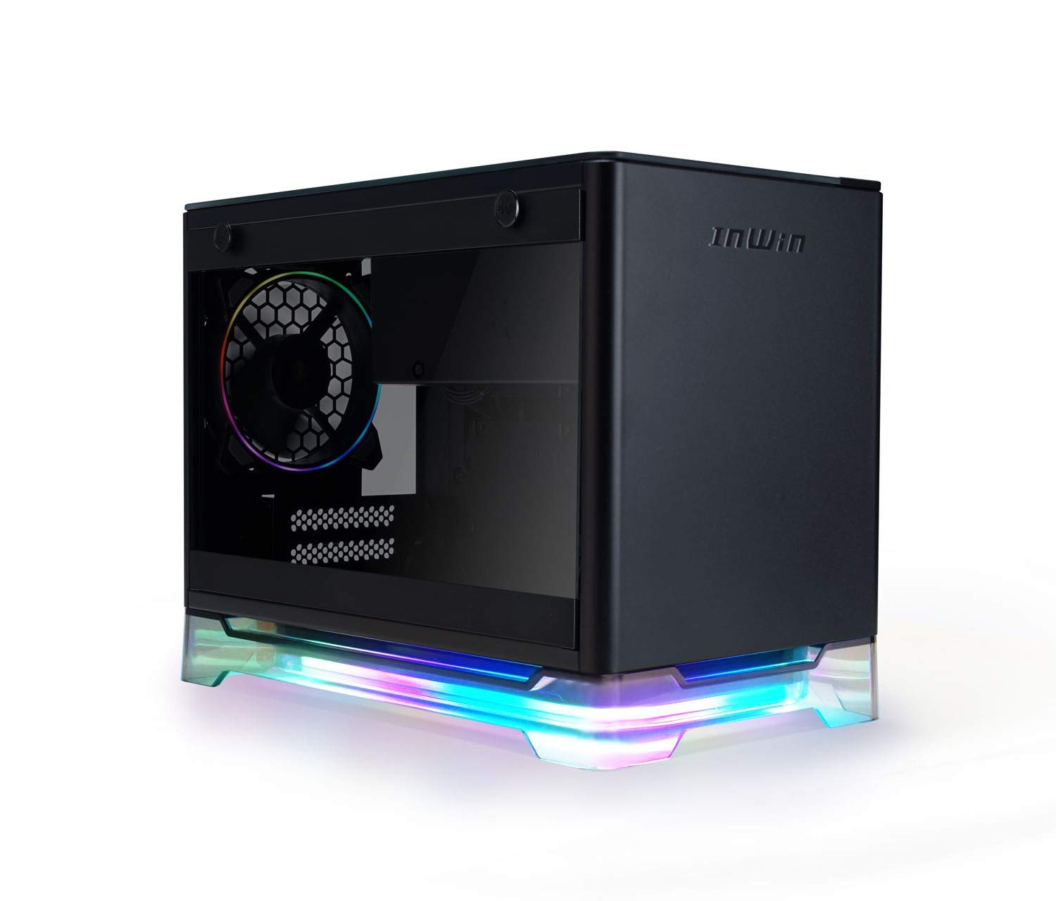 InWin A1 Plus Black Mini-ITX Tower with Integrated ARGB Lighting - 650W Gold 80 Plus Power Supply - Qi Wireless Phone Charger - Computer Chassis Case