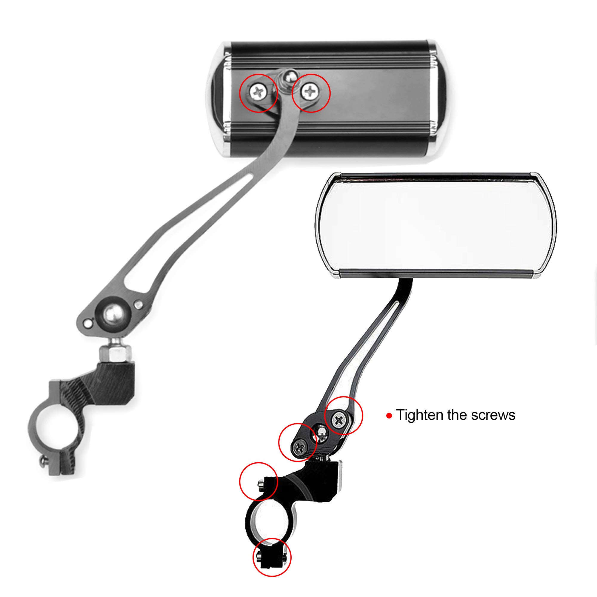 Jeemitery Bicycle Mirror,A Pair of 360°Rotation Back Rearview Mirror Handlebar Wide Angle Bike Mirror-Black