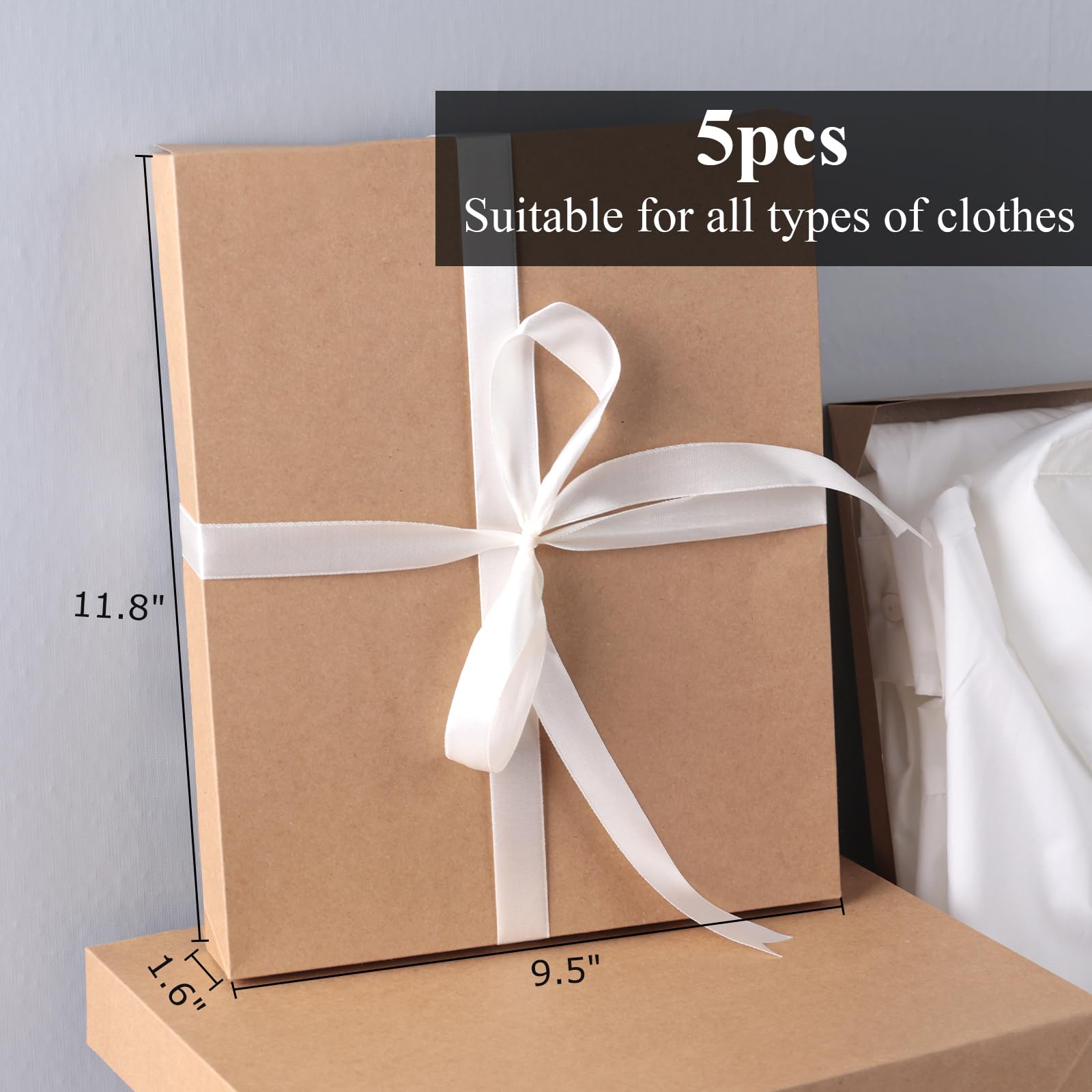STARRKY Gift Boxes with lids,shirt boxes for presents,Brown gift box for Birthdays,Graduations, Weddings,Bridal Showers(5PCS,11.8x9.5x1.6 Inches)