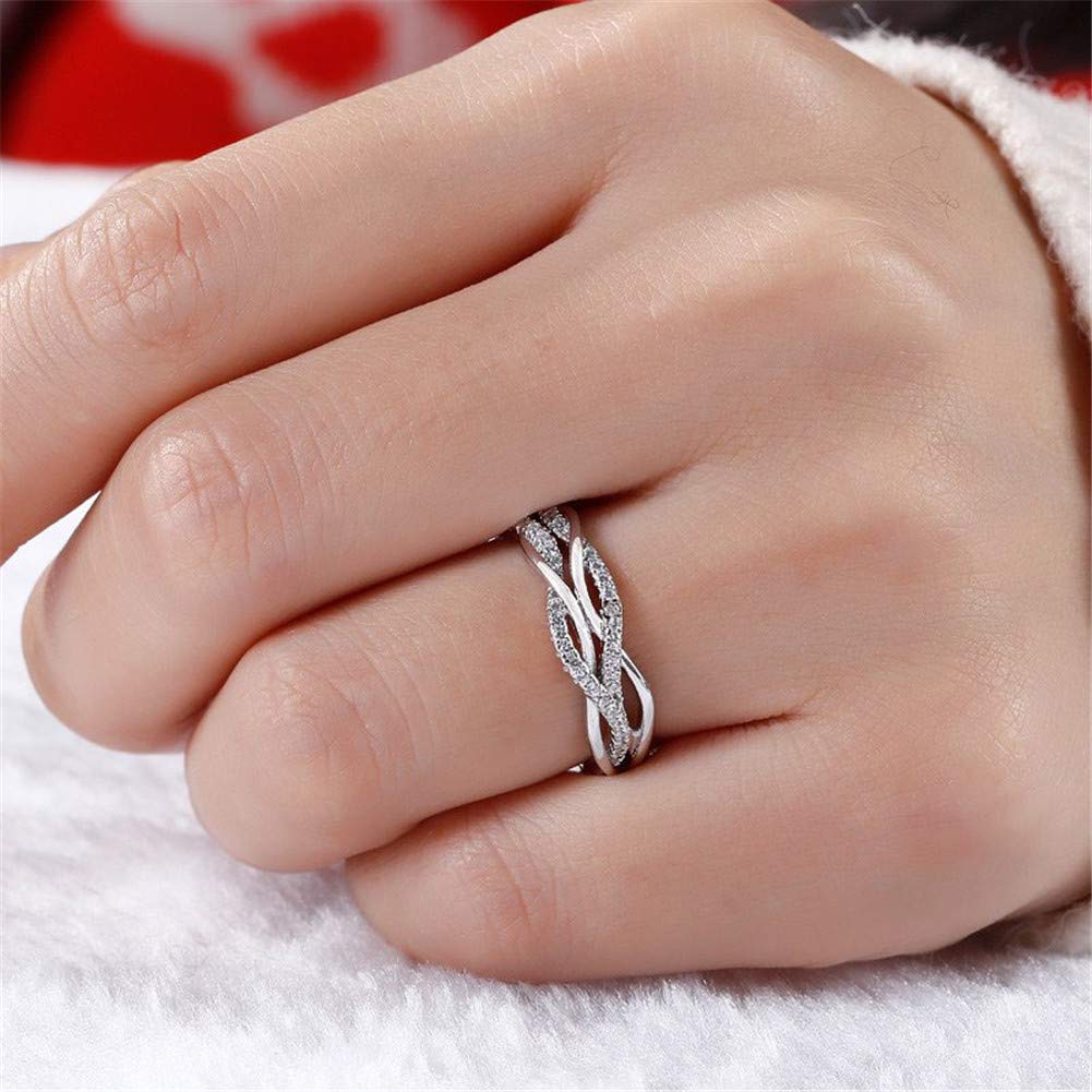 Jeulia 4PC Asscher Cut Sterling Silver Ring Set Cubic Zirconia CZ Engagement Anniversary Eternity Promise Wedding Band Ring Set with Jewelry Box (Silver, 7.5)