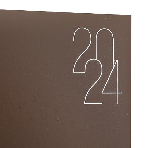 Idena 11017 Book Calendar 2024, DIN A5, Brown, 400 Pages, Hardcover Daily Planner with Ribbon