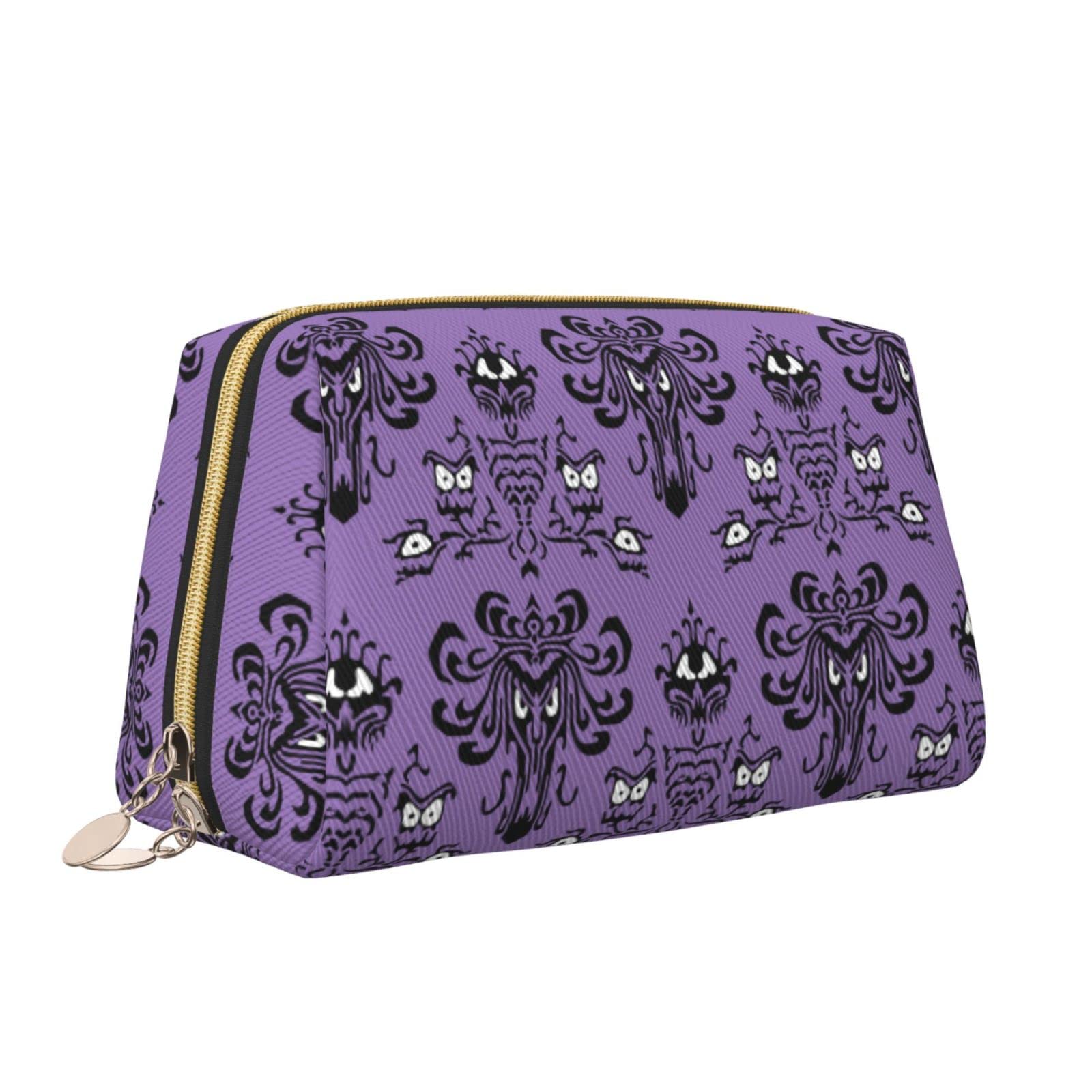 Haunted the Mansion Cute Small Makeup Bag Leather Women Travel Toiletry Pouch Cosmetic Bags Portable Multifunctional Storage for Girl Friend Wife Birthday Gifts