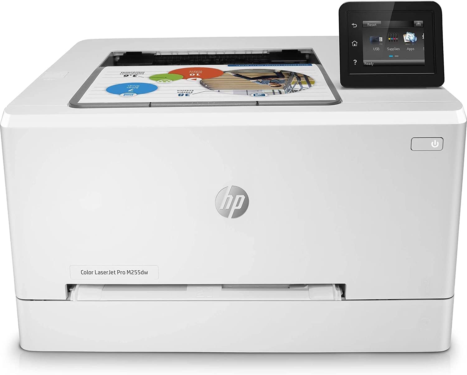 HP Color Laserjet Pro M255dw Wireless Single-Function Laser Printer - Print only - 2.7" Color Touchscreen, 22 ppm, 600 x 600 dpi, 8.5 x 14, Auto 2-Sided Printing, Ethernet, USB, Cbmou Printer_Cable