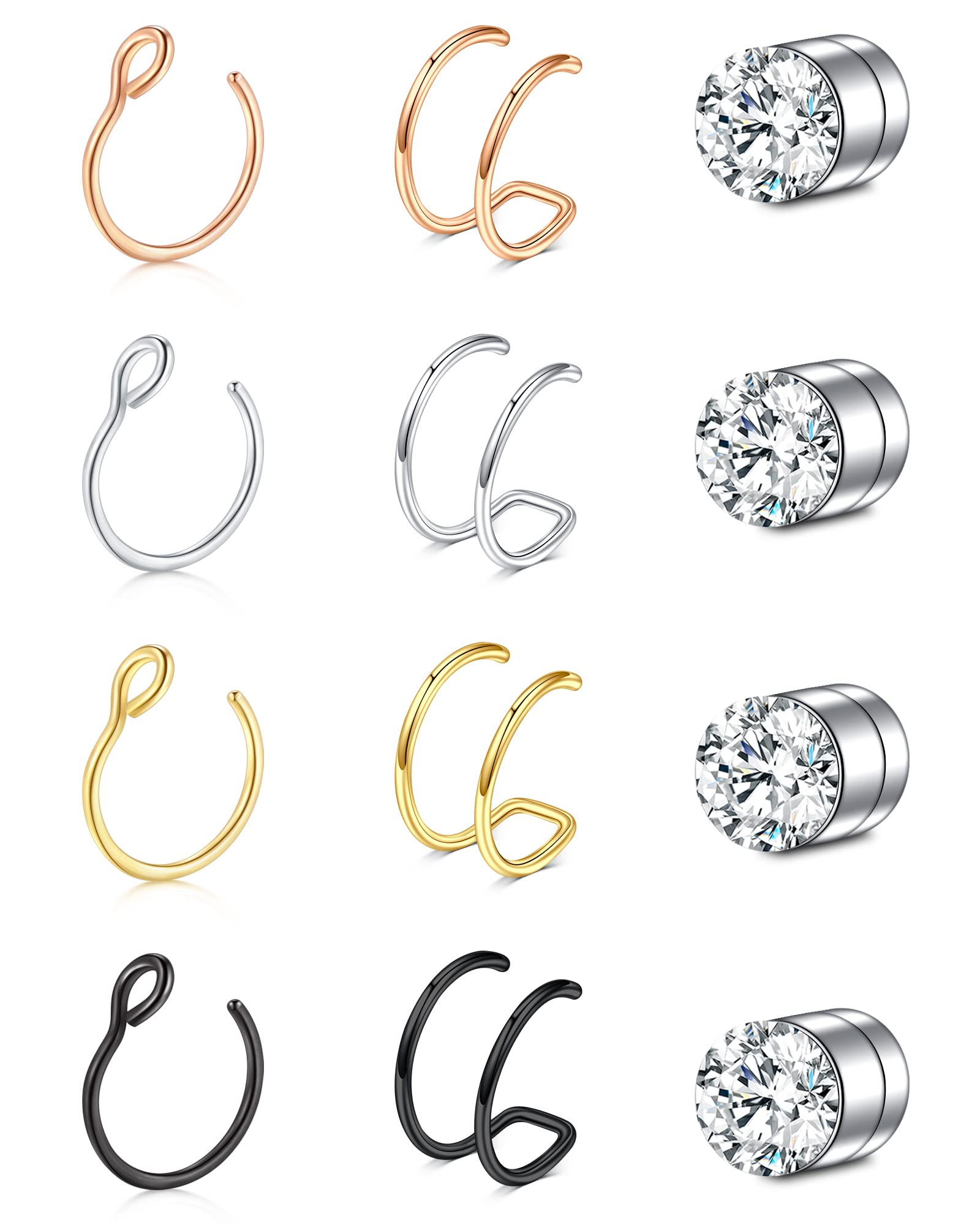 Longita Fake Nose Ring Magnetic Nose Ring Fake Nose Rings Hoop Fake Lip Ring Fake Noes Ring Stud Fake Nose Stud Magnetc Nose Stud Fake Nose Piercing Magnetic Nose Piercing