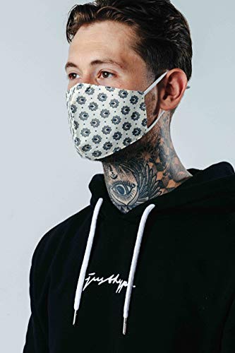 Hype ADULT WHITE POLKA DESIGN ADJUSTABLE FACE MASK