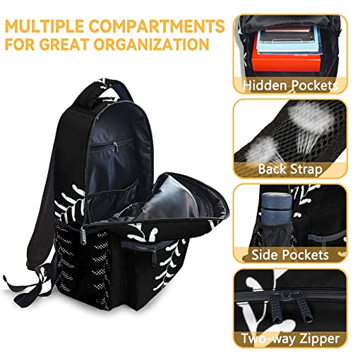 XaocNyx Baseball Backpack with Lunch Box and Pencil Case Set, 3 in 1 Matching Boys Black Backpacks Combo, Cool Bookbag and Pencil Case Bundle