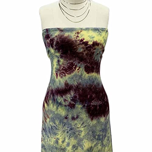 Texco Inc Printed Hand Tie Dye Ombre DTY Fabric, Yellow Denim Plum 1 Yard