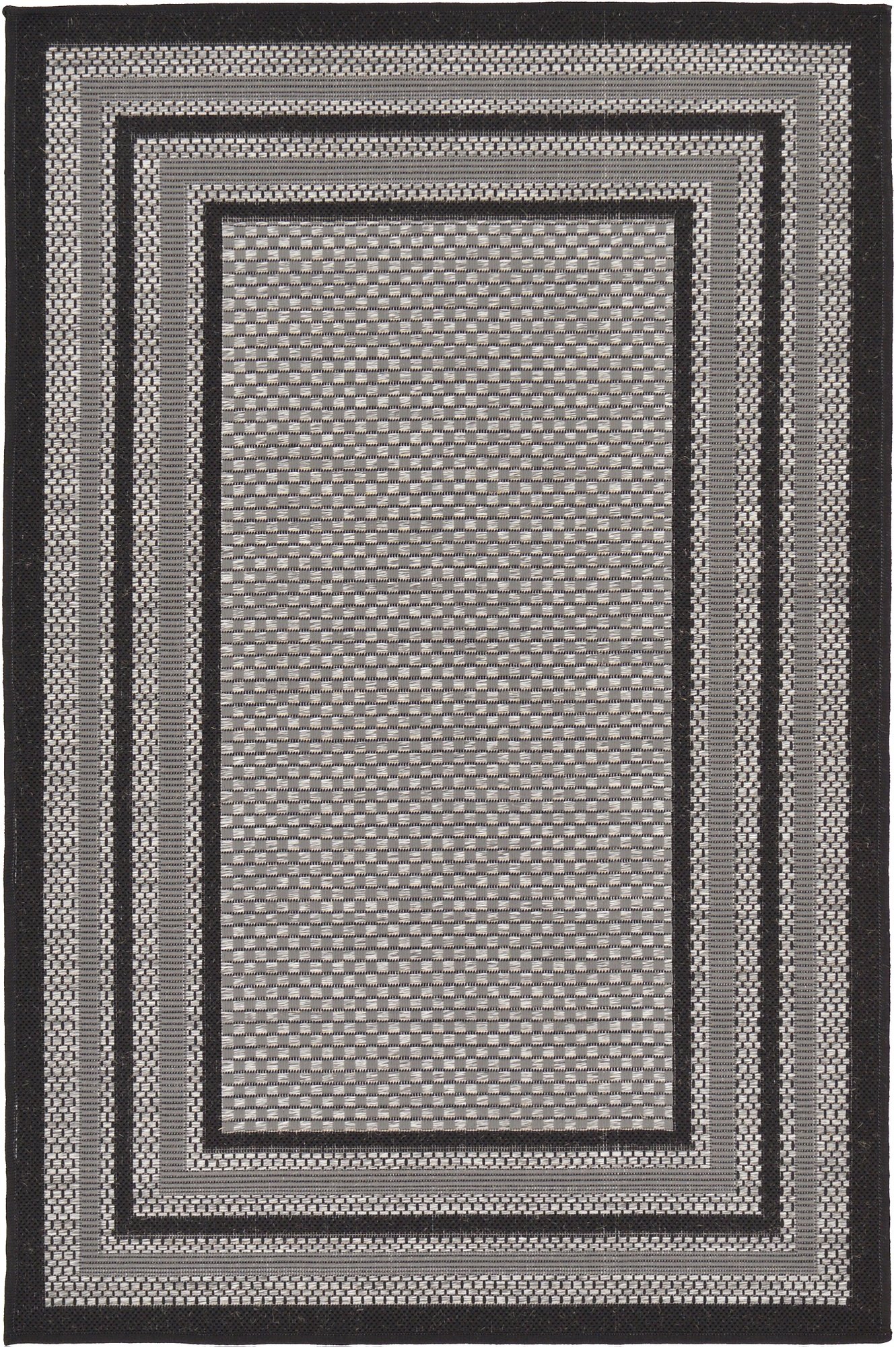 Unique Loom Outdoor Border Collection Area Rug - Multi Border (3' 3" x 5' 1" Rectangle, Gray/ Black)